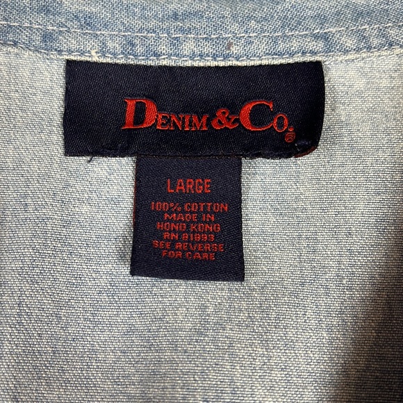 Denim&Co | Tops | Vintage Denimco Long Sleeve Button Front Denim Shirt ...